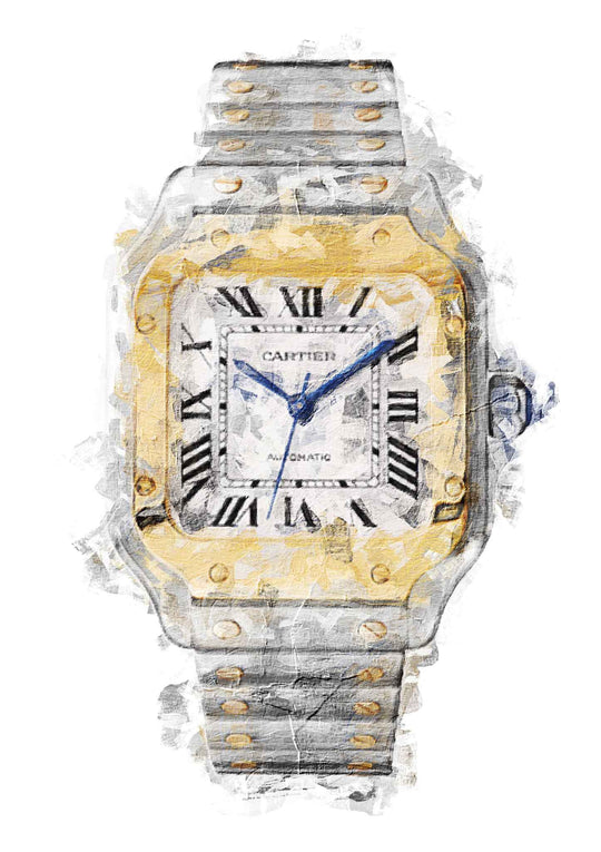 Cartier Santos Steel & Gold - the Santos De Cartier | Watch Poster Art